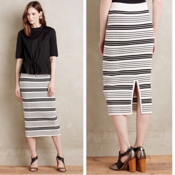 Moth | Skirts | Anthropologie Moth Ribbed Pencil Midi Skirt In Black ...